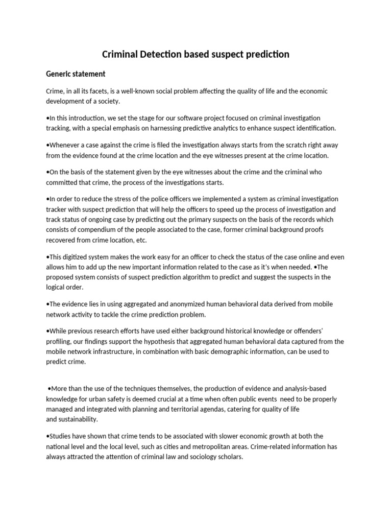 Criminal Detection Based Suspect Prediction | PDF | Machine Learning ...