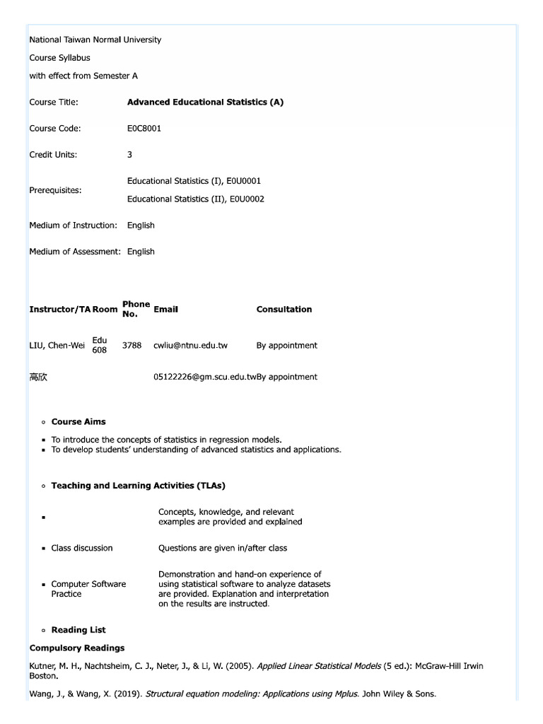 Advanced Educational Statistics (A) - 2 | PDF