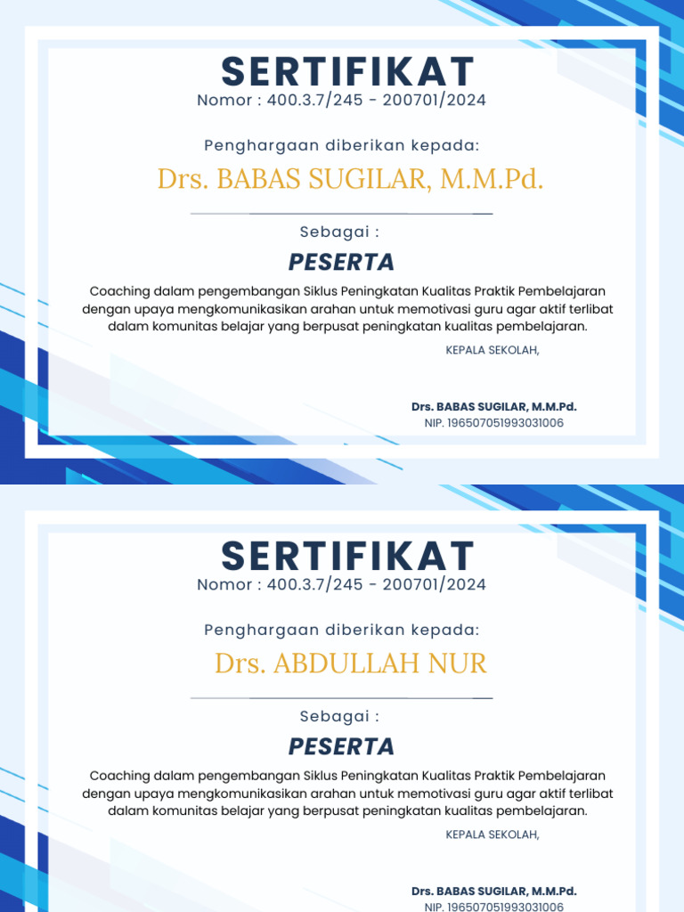 (Buat Banyak 1) (Buat Banyak 1) Salinan Dari Biru Putih Estetik Modern Sertifikat Dokumen A4 ...