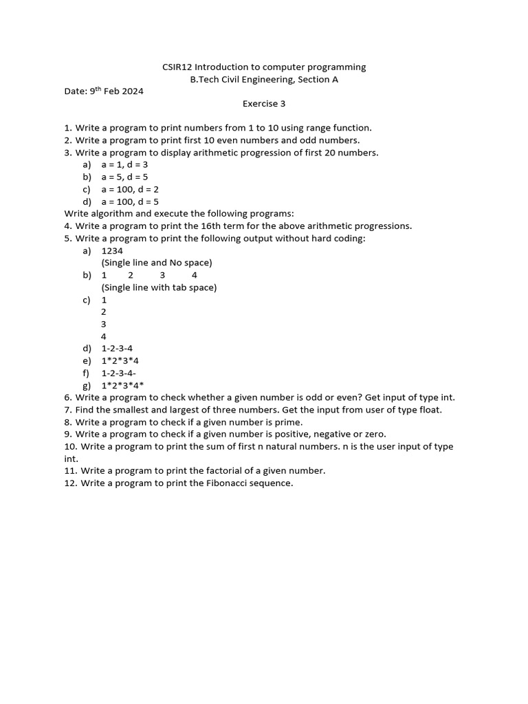 Exercise 3 | PDF | Computers
