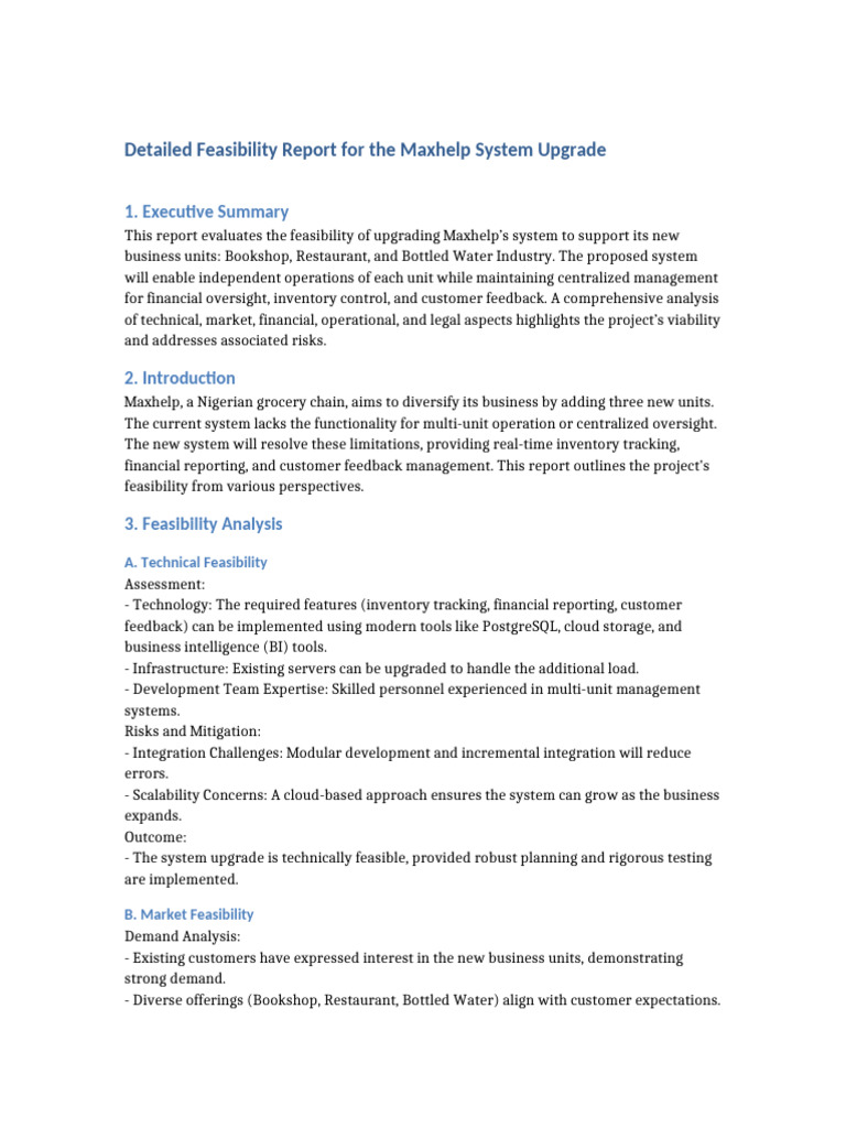 Detailed Feasibility Report | PDF | Risk Management | Feasibility Study