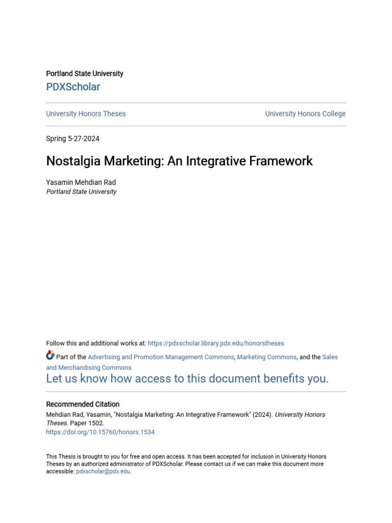 26 Integrative Framework | PDF | Nostalgia | Brand