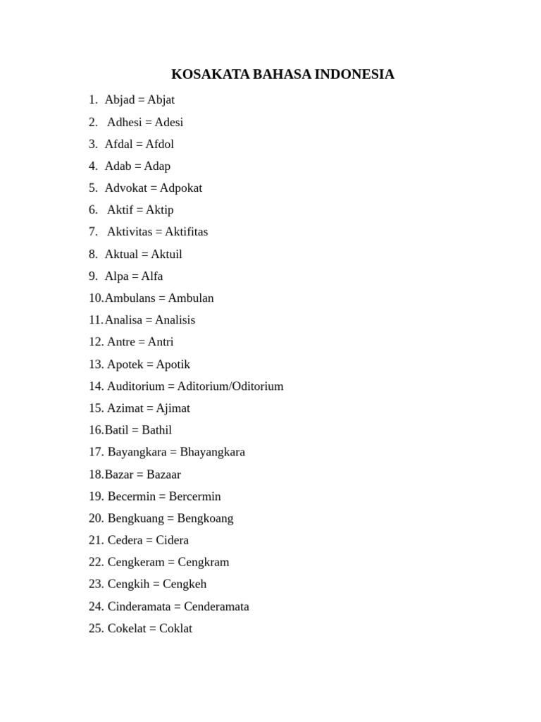 Kosakata Bahasa Indonesia | PDF