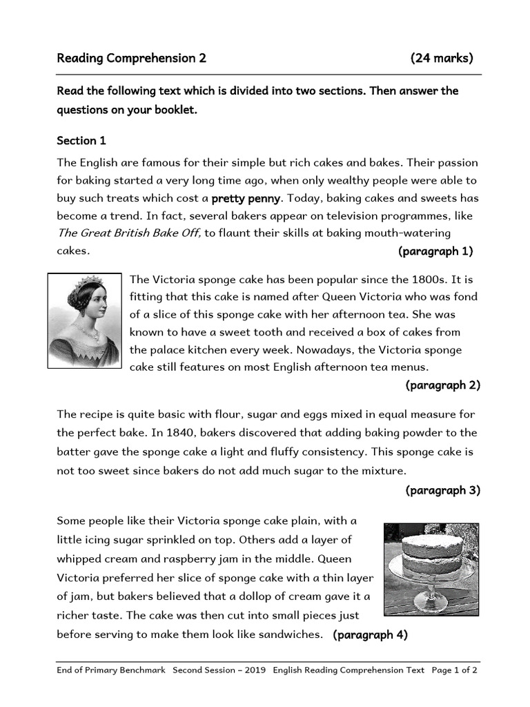 BM English Read Comp Texts 2019 2 | PDF | Cakes | Foods