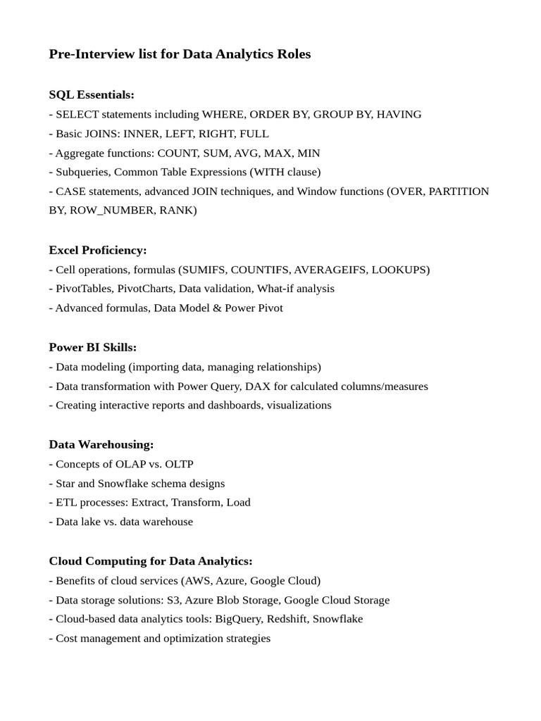 Data Analyst Interview Questions | PDF | Computers