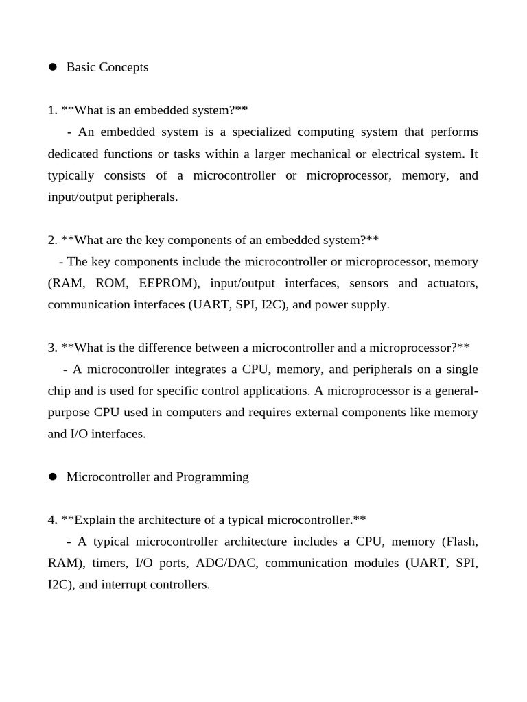 Basic Embedded Concepts | PDF | Microcontroller | Manufactured Goods