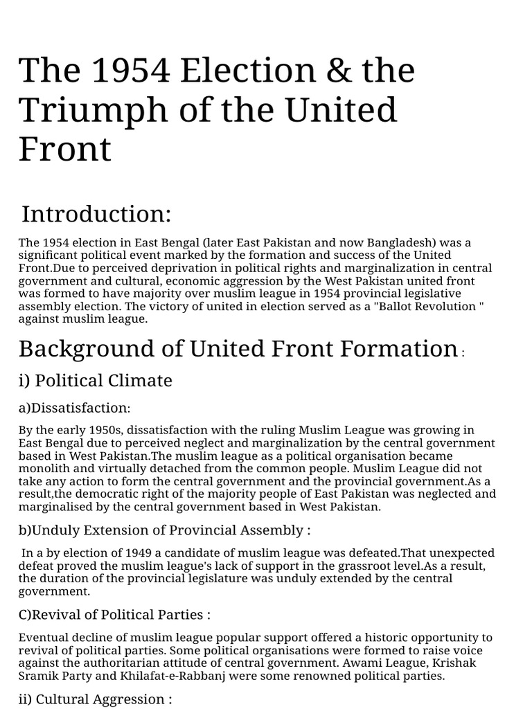 The Election of 1954 and The United Front - 241119 - 204500 | PDF ...