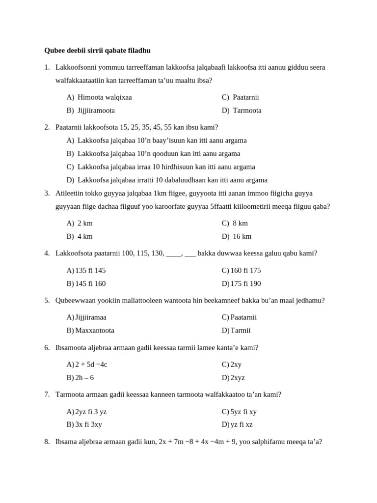 Qubee Deebii Sirrii Qabate Filadhu | PDF
