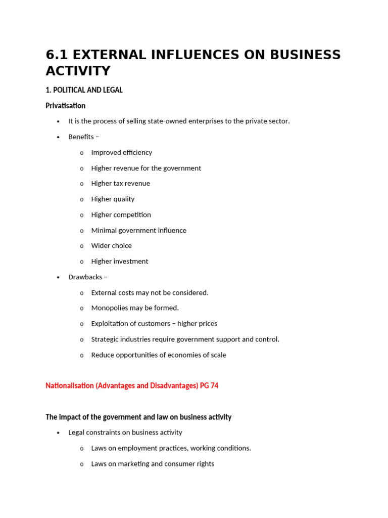 6.1 External Influences On Business Activity | PDF | Employment ...