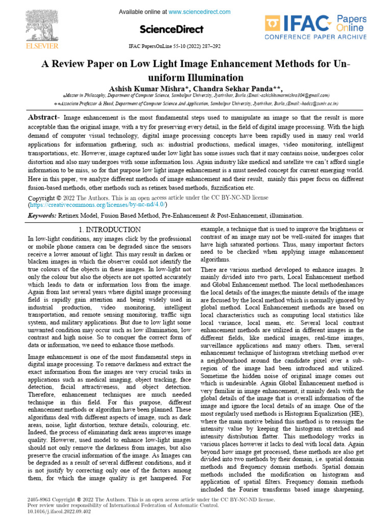 A Review Paper On Low Light Image Enhancement Methods For 2022 IFAC PapersO | PDF | Video ...