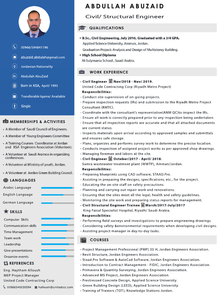 Civil Engineer Resume and Qualifications | PDF