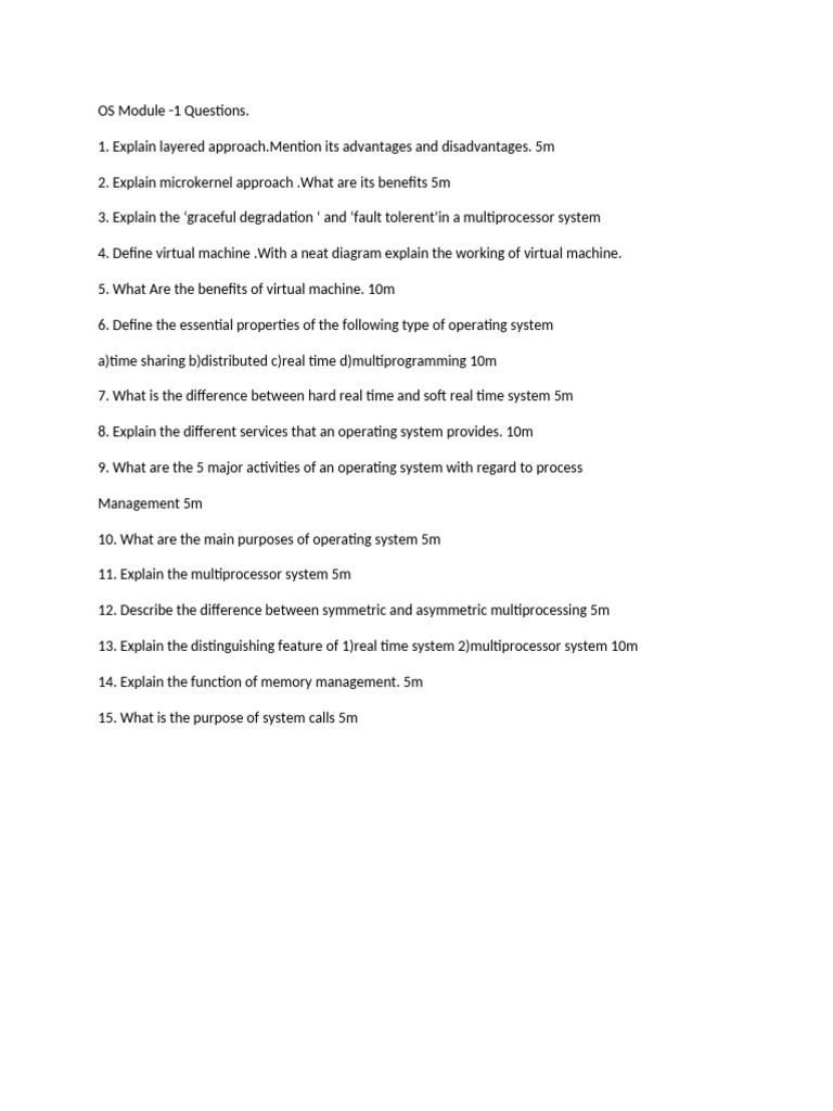 OS Module 1 Imp Qsts | PDF | Teaching Methods & Materials | Computers