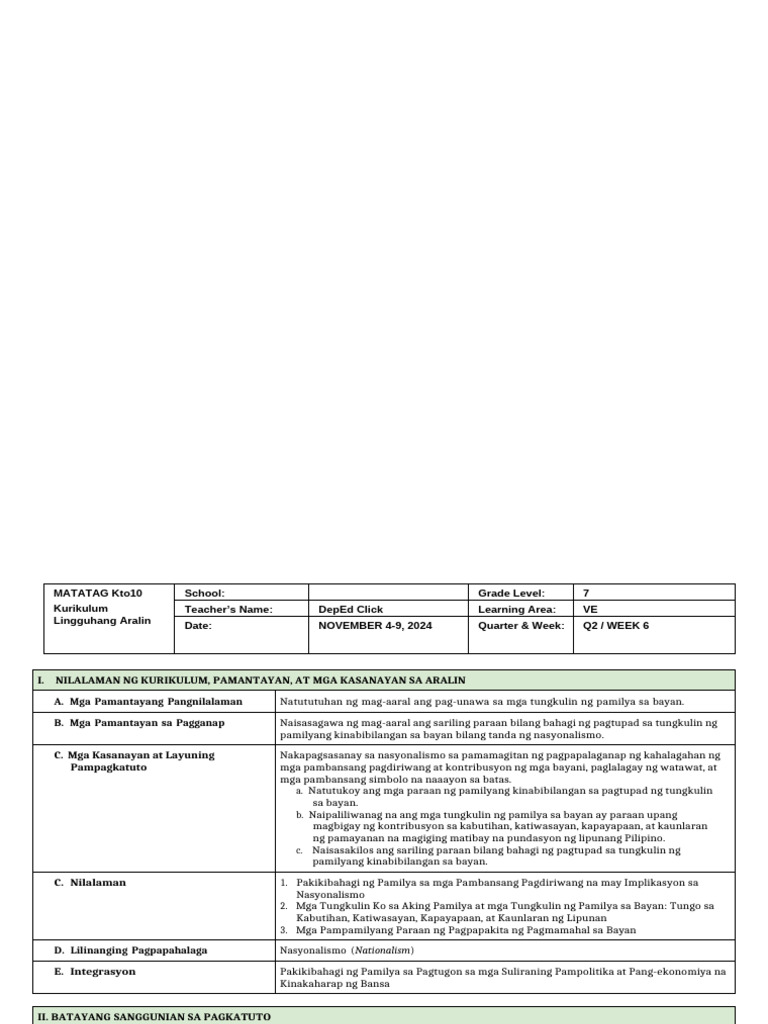 Ve 7 DLL q2 Week 6 | PDF