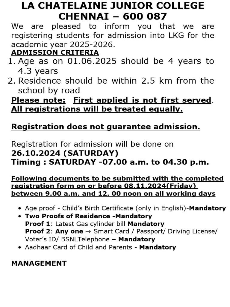 LKG Registration Circular 2025-2026 | PDF | Career & Growth | Business
