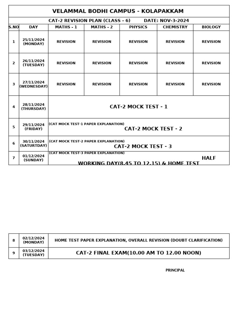 Cat-2 Revision Plan 2024-25 | PDF