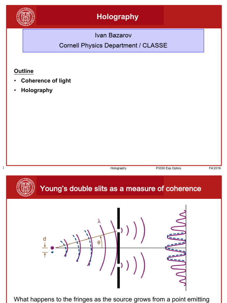 Lecture 12 | PDF | Holography | Coherence (Physics)