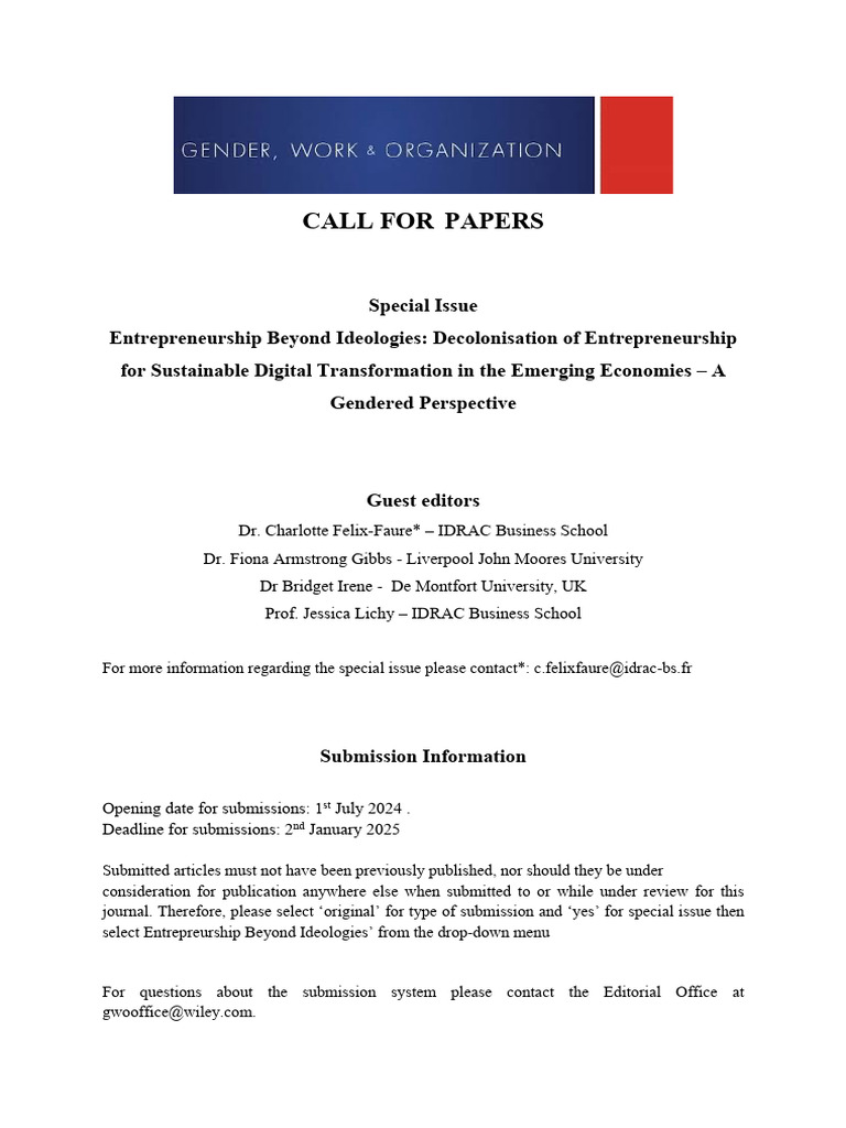 Special Issue Call For Papers 1731087591 | PDF | Entrepreneurship ...