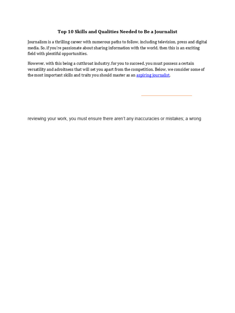 Top 10 Journalist Skills and Qualities | PDF | Public Relations ...