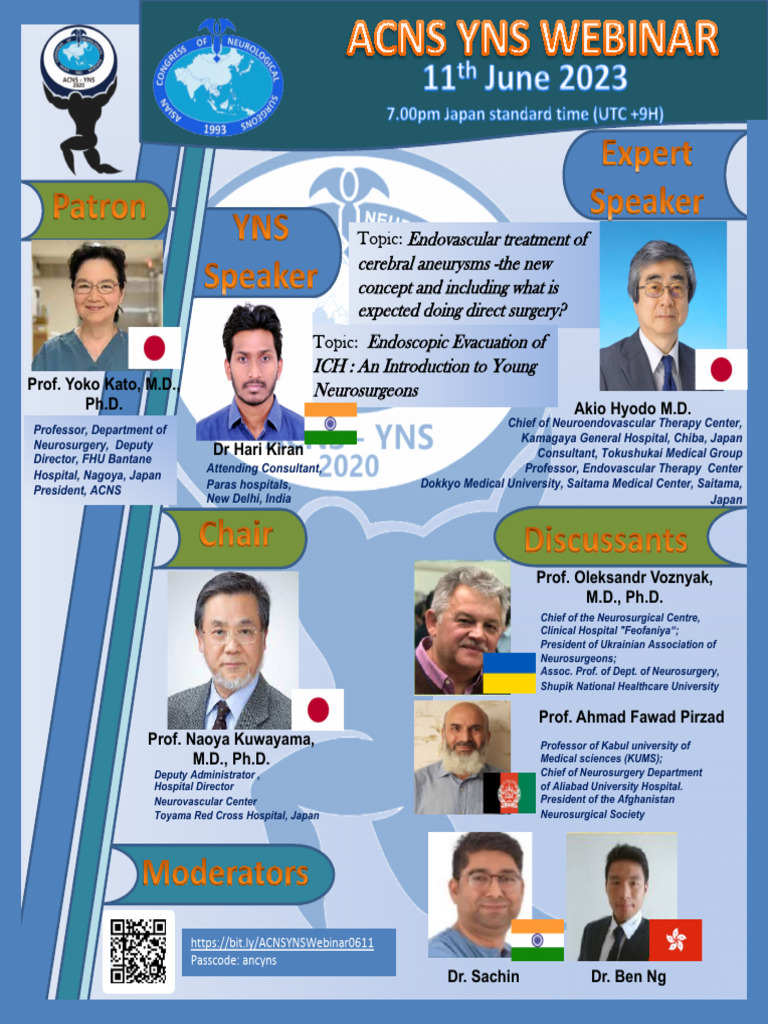 ACNS YNS Webinar 11 June 2023 | PDF | Neurosurgery | Neuroscience