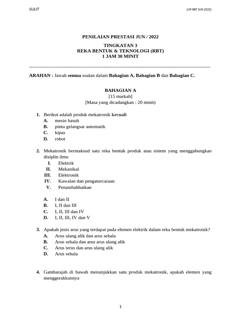 Ujian Prestasi Jun RBT T3 | PDF
