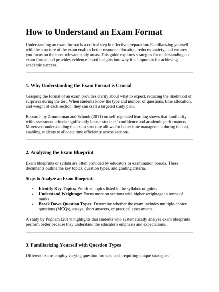 How To Understand The Exam Format | PDF | Multiple Choice | Rubric ...