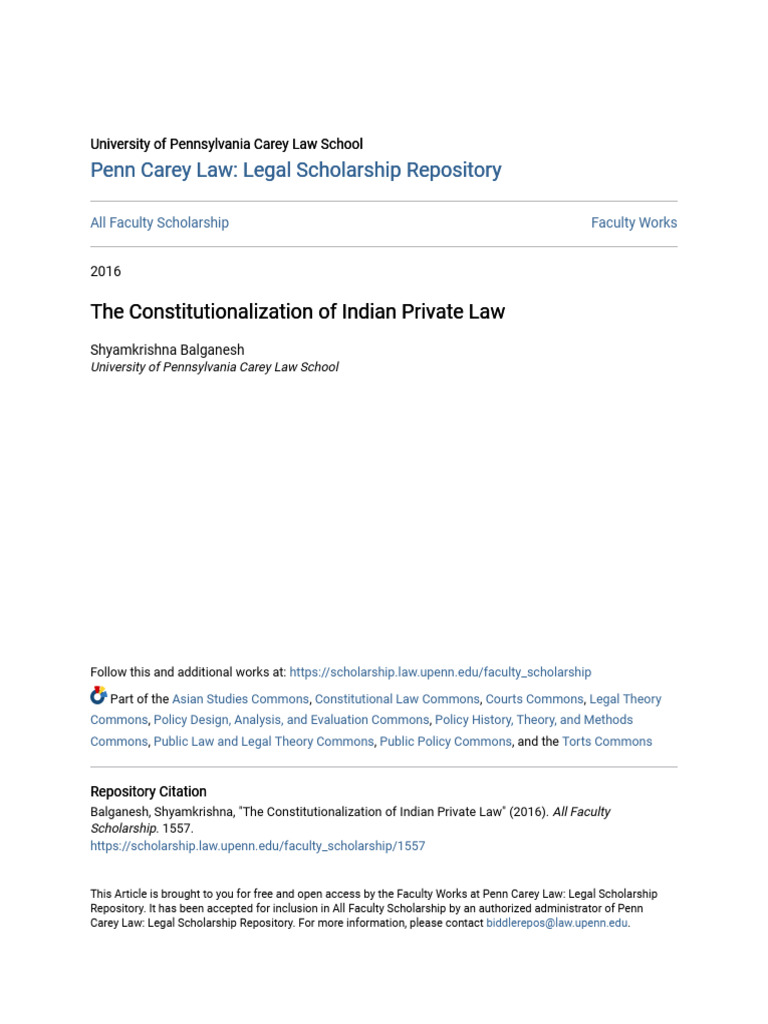 The Constitutionalization of Indian Private Law | PDF | Tort | Negligence