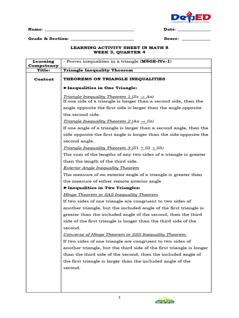 Q4-As W3 Math-8 | PDF | Triangle | Euclid