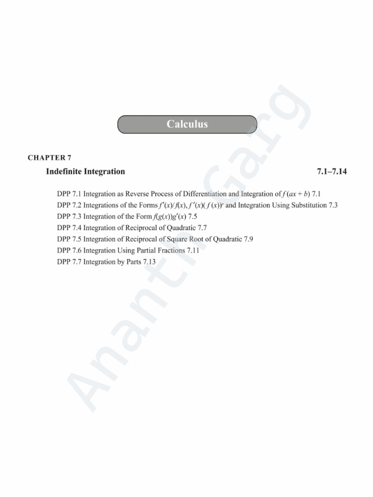 Indefinite Integration DPP | PDF | Integral | Area