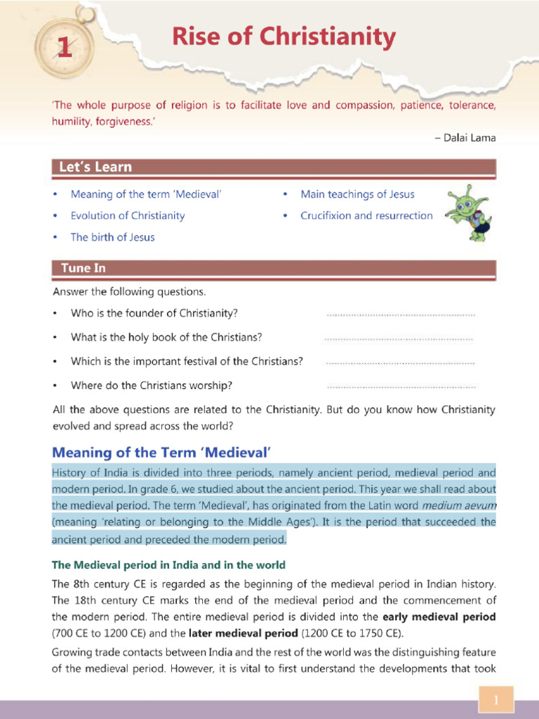 STD VII - History - Rise of Christianity | PDF