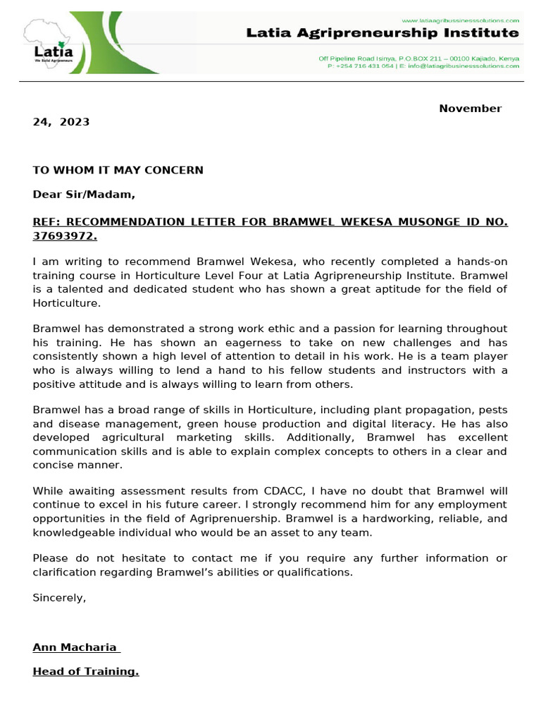 Bramwel Wekesa | PDF | Career & Growth