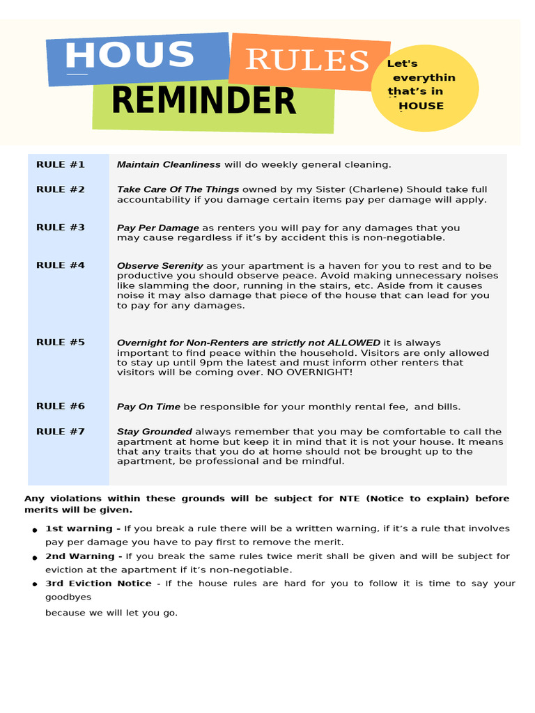 House Rules Camella | PDF