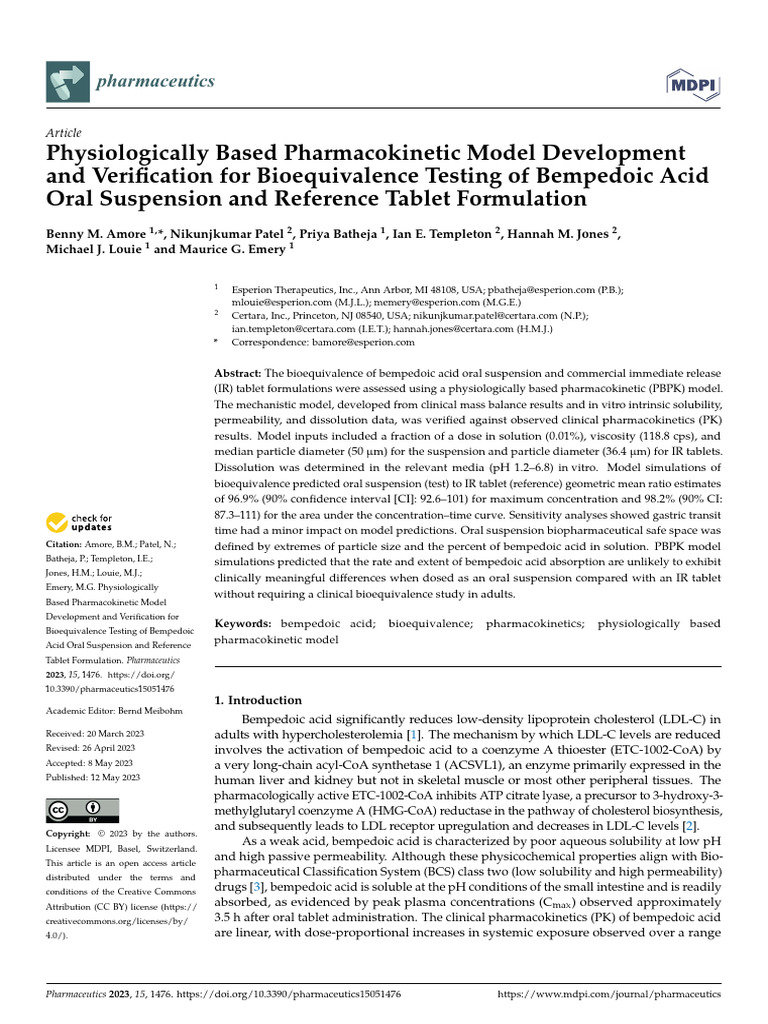 Physiologically Based Pharmacokinetic Model Develo | PDF | High ...