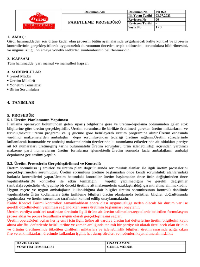 Pr-023 Paketleme Prosedürü | PDF