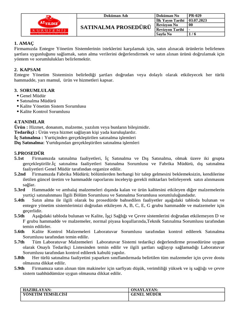 Pr-029 Satinalma Prosedürü | PDF