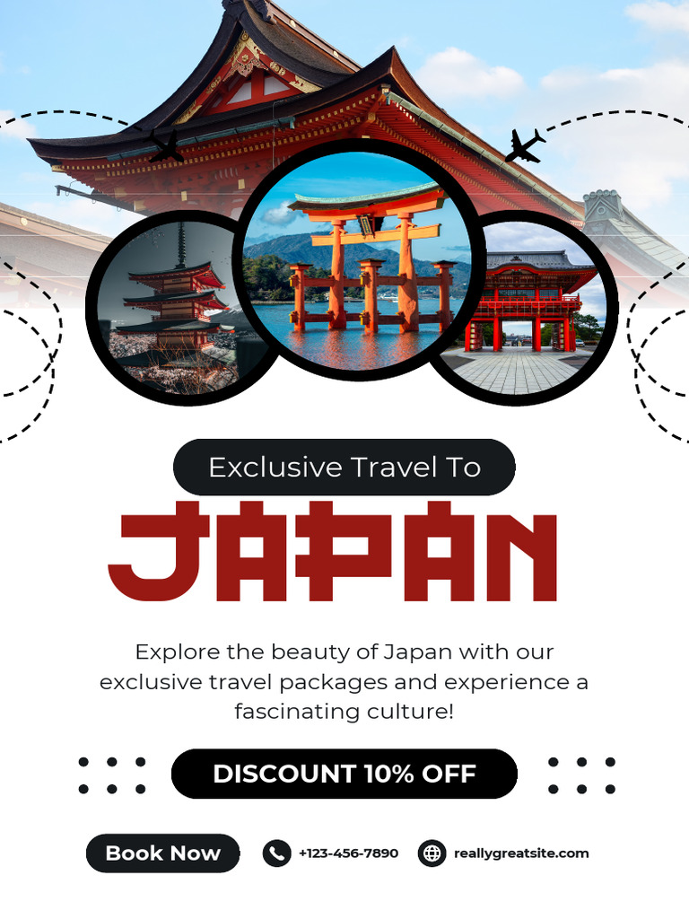 White and Red Japan Travel Poster | PDF