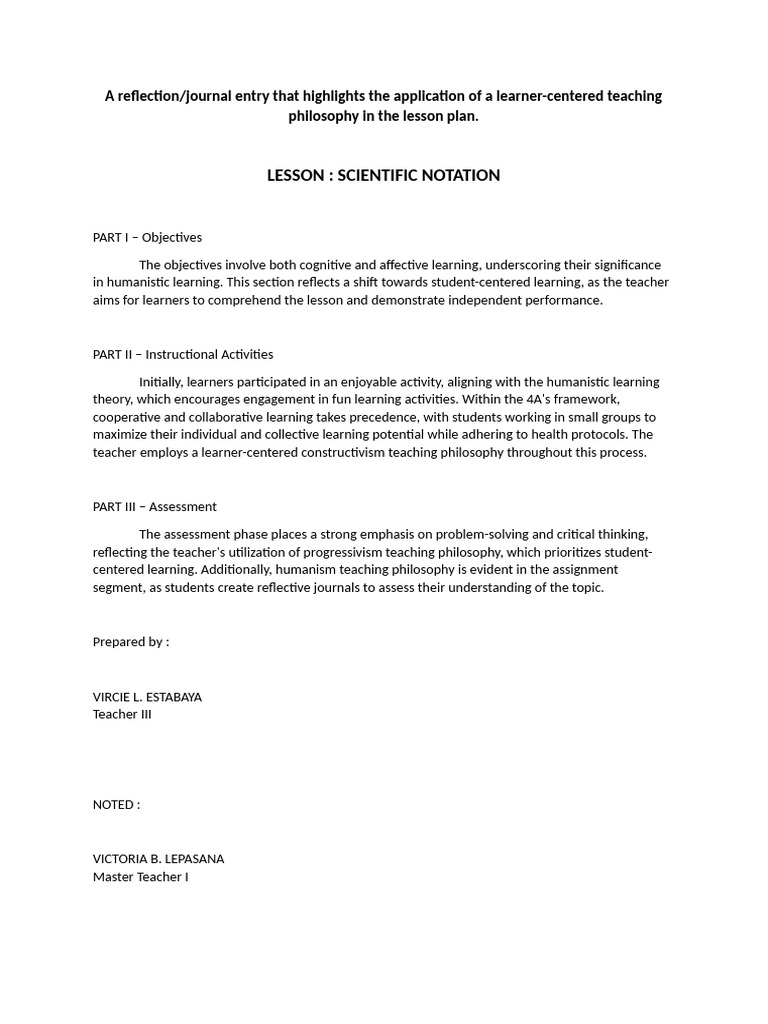 Learner-Centered Teaching Reflection | PDF | Learning | Constructivism (Philosophy Of Education)