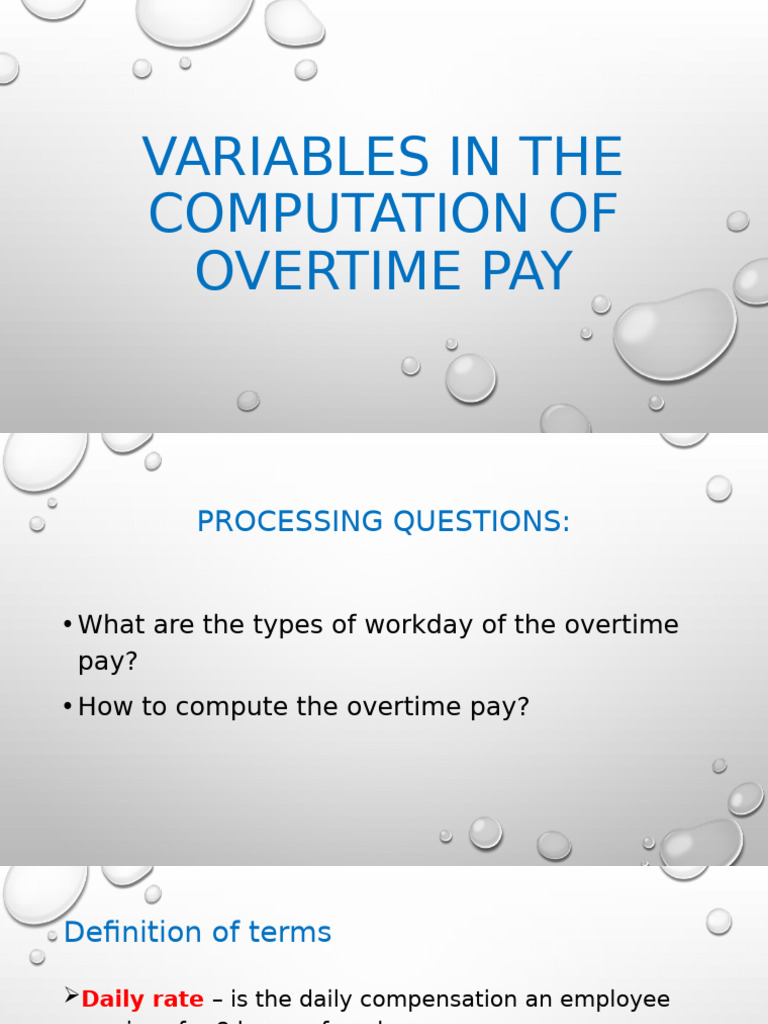 Variables in The Computation of Overtime Pay | PDF | Cost Of Living | Overtime