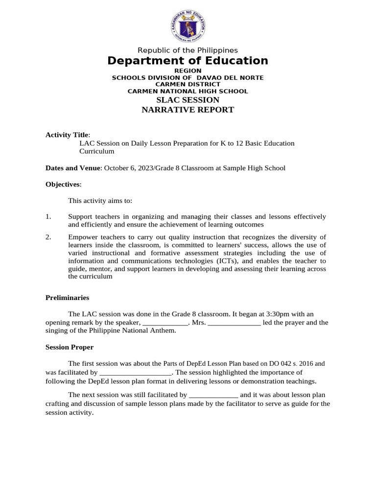 Slac Session | PDF | Lesson Plan | Teachers