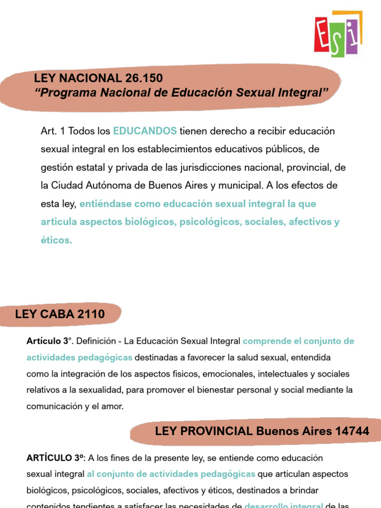 Leyes ESI | PDF | Educación sexual | La sexualidad humana