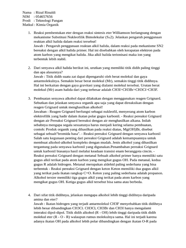 Rizal Rinaldi 054657656 - Tugas 2. Kimia Organik | PDF