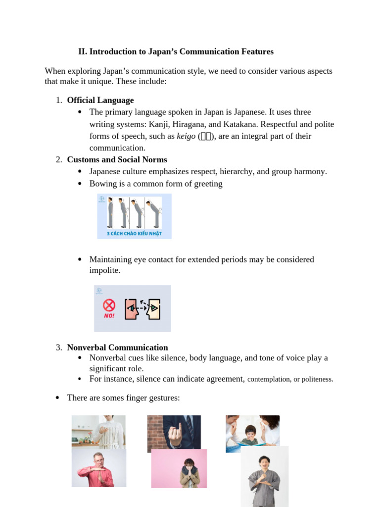 II. Introduction To Japan's Communication Features | PDF | Nonverbal ...