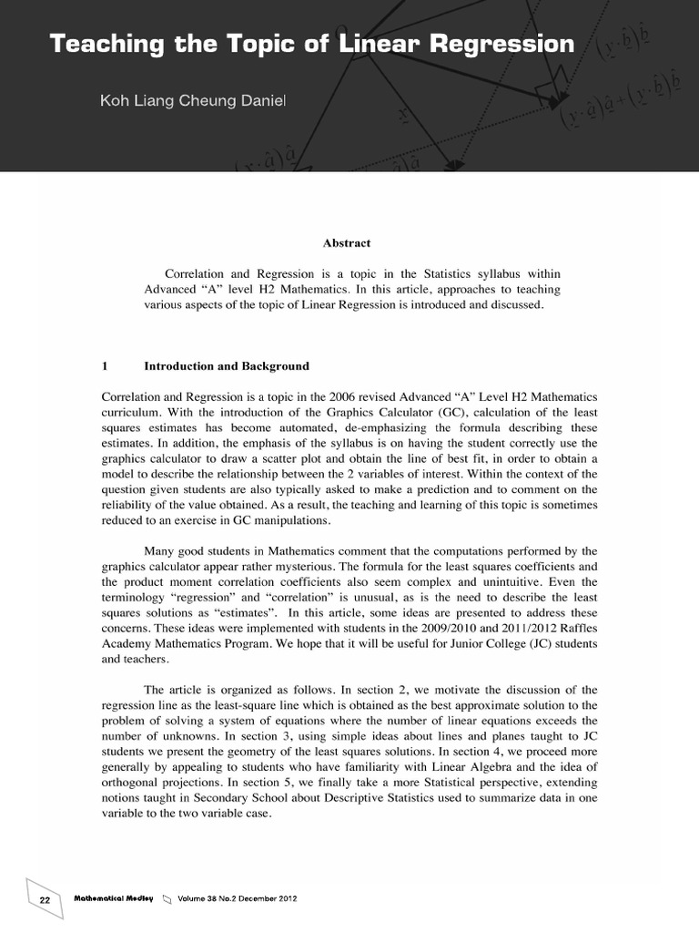 Teaching The Topic of Linear Regression | PDF