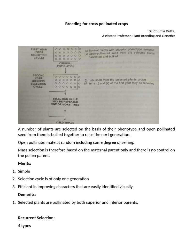 Breeding Methods for Cross Pollinated Crops | PDF | Plant Breeding ...