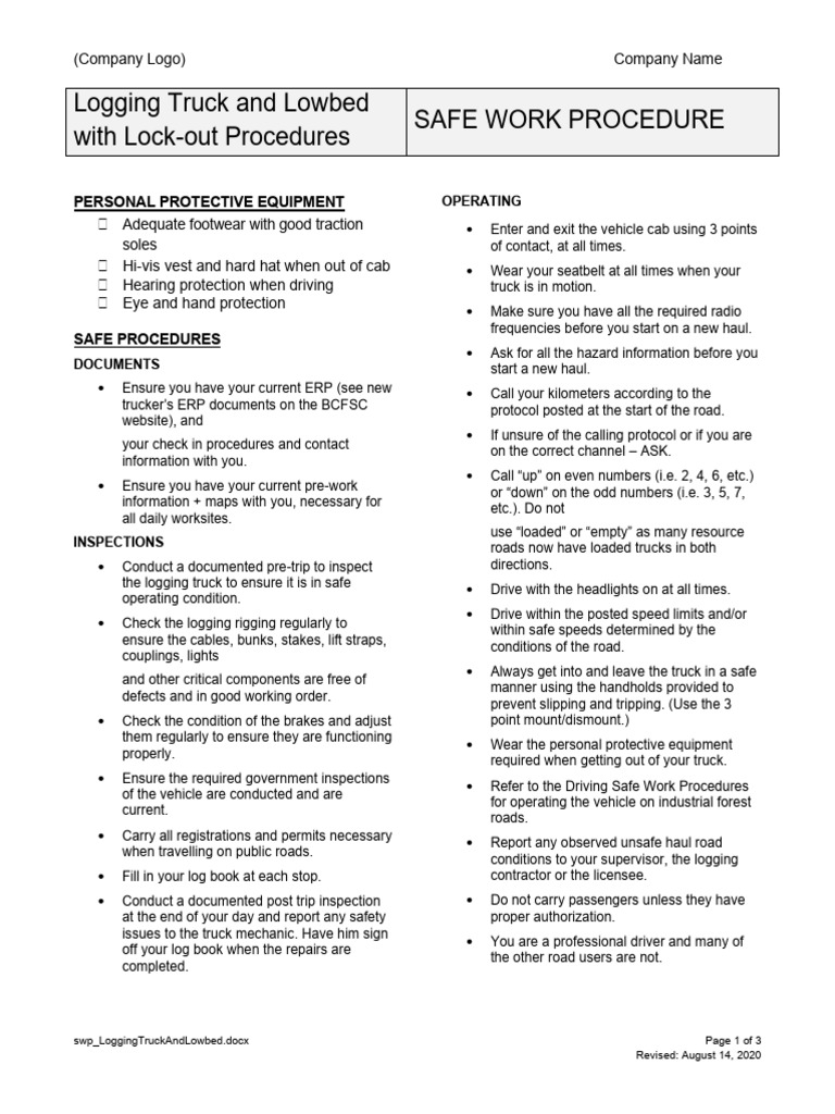 Logging Truck Safety Procedures Guide | PDF | Truck | Motor Vehicle