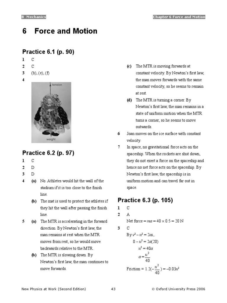 6 Force and Motion: Practice 6.1 (P. 90) | PDF