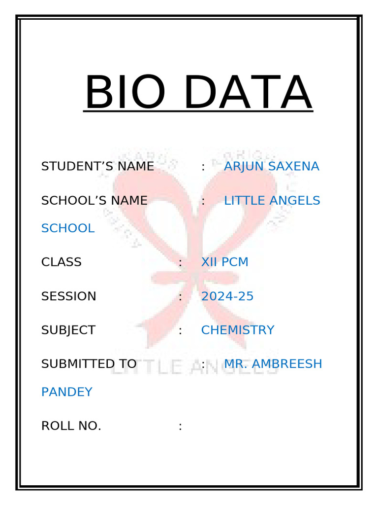 Bio Data: Student'S Name: School'S Name | PDF