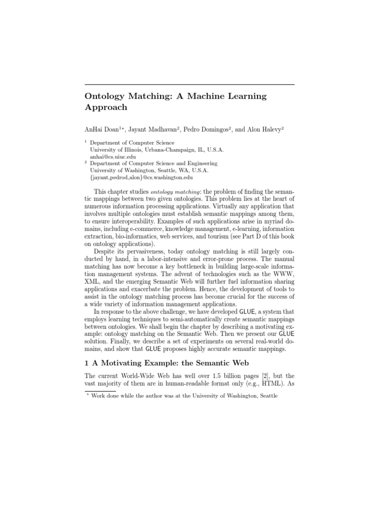 Ontology Matching - A Machine Learning Approach | PDF | Ontology ...