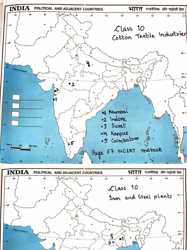 Class 10 Maps Manufacturing Ind. Lifelines | PDF