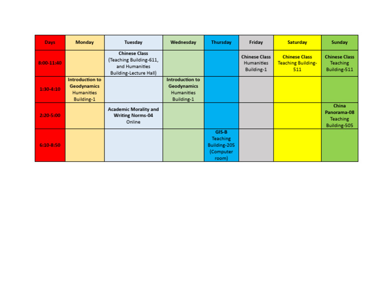Course Timetable | PDF