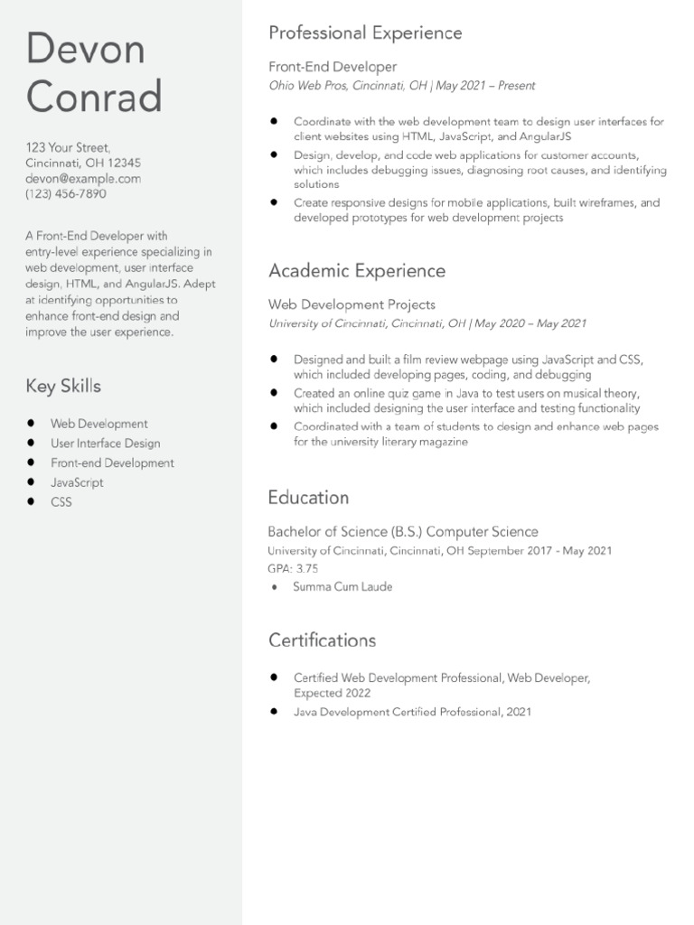 Front End Developer Entry Level | PDF